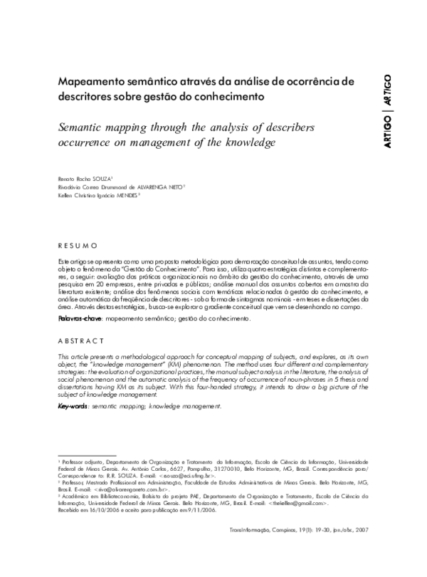 (PDF) Mapeamento semântico através da análise de ocorrência de descritores sobre gestão do ...