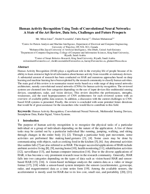 Pdf Human Activity Recognition Using Tools Of Convolutional Neural