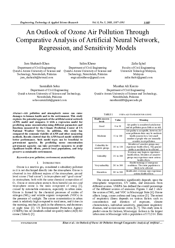 (PDF) An Outlook of Ozone Air Pollution Through Comparative Analysis of Artificial Neural ...