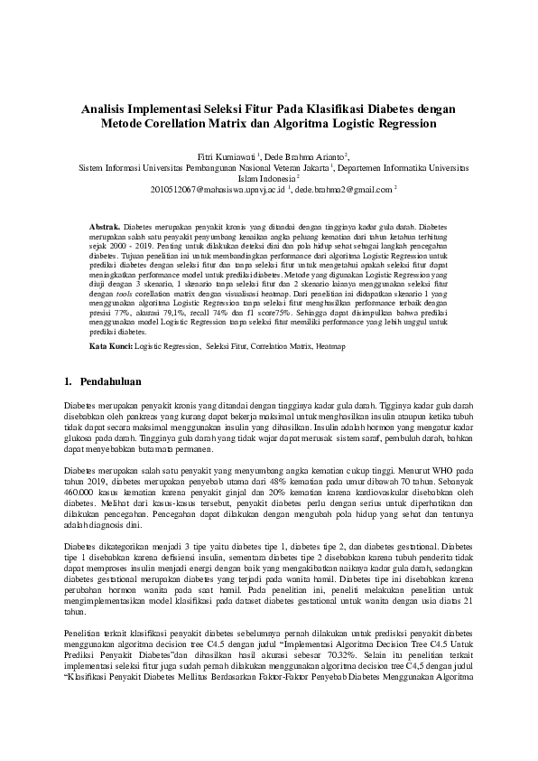 (PDF) Analisis Implementasi Seleksi Fitur Pada Klasifikasi Diabetes ...