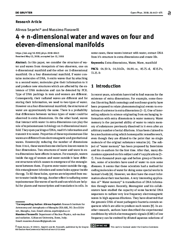 (PDF) 4 + n-Dimensional Water and Waves on Four and Eleven-Dimensional ...