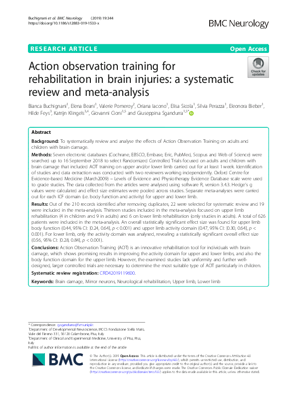 (PDF) Action observation training for rehabilitation in brain injuries ...