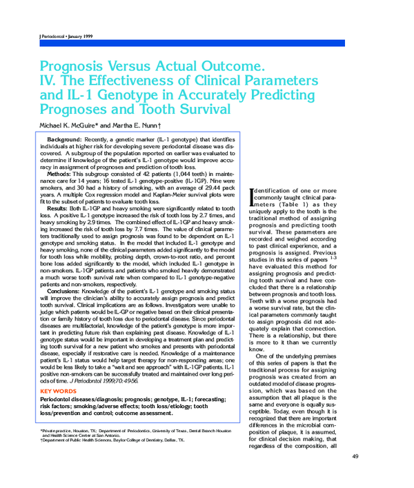 (PDF) Prognosis Versus Actual Outcome. IV. The Effectiveness of ...