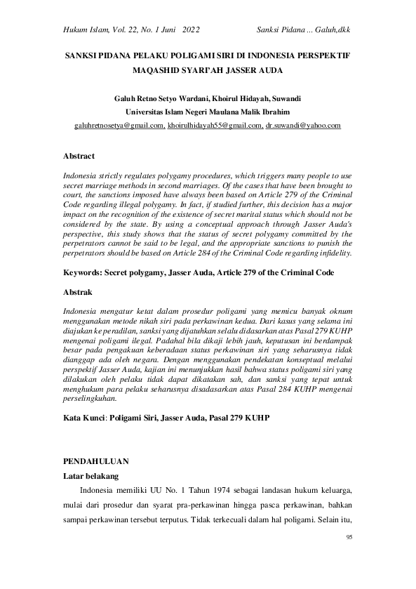 (PDF) SANKSI PIDANA PELAKU POLIGAMI SIRI DI INDONESIA PERSPEKTIF ...