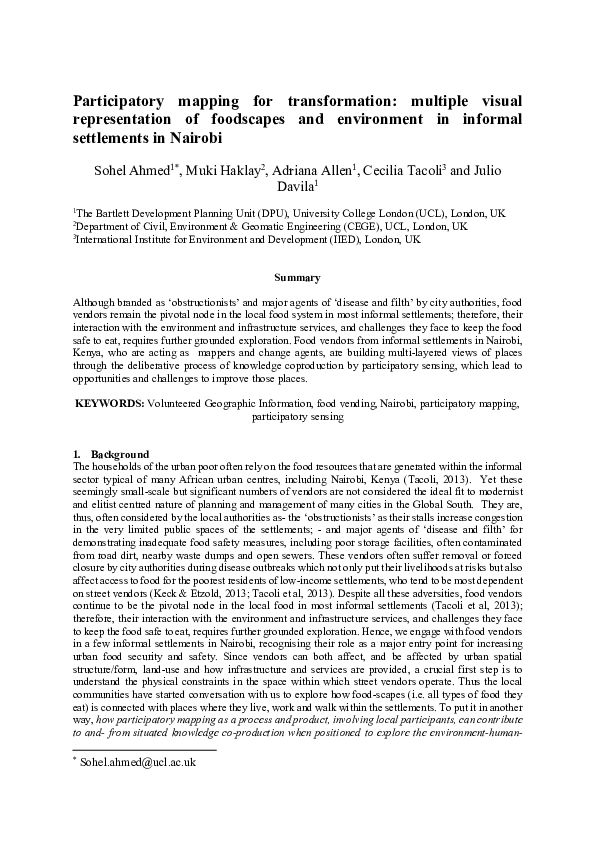 (PDF) Participatory mapping for transformation: multiple visual representation of foodscapes and ...
