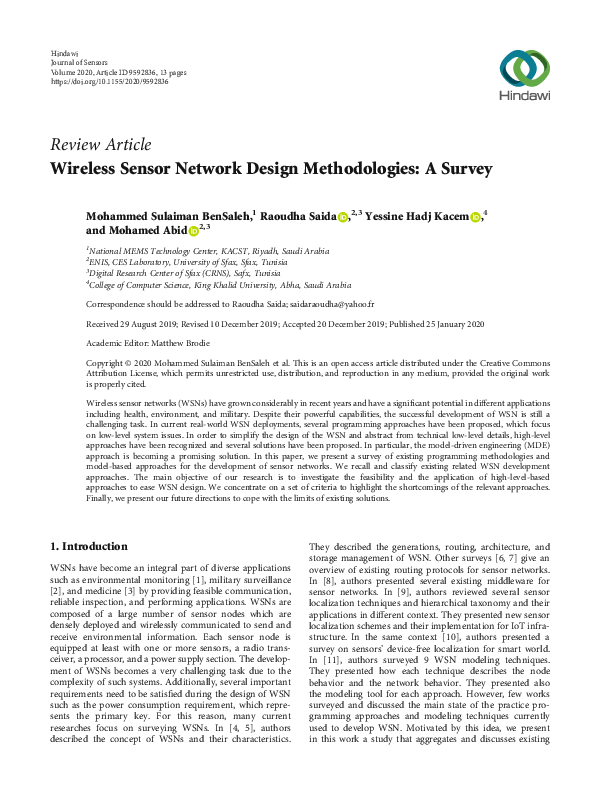 (PDF) Wireless Sensor Network Design Methodologies: A Survey