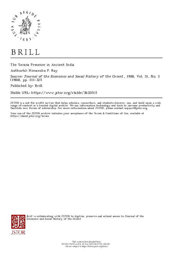 (PDF) The Yavana Presence in Ancient India