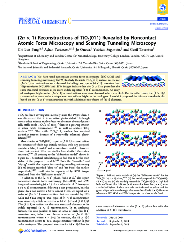 (PDF) (2n × 1) Reconstructions of TiO2(011) Revealed by Noncontact ...