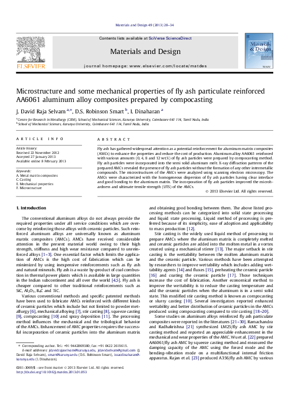 (PDF) Microstructure and some mechanical properties of fly ash particulate reinforced AA6061 ...