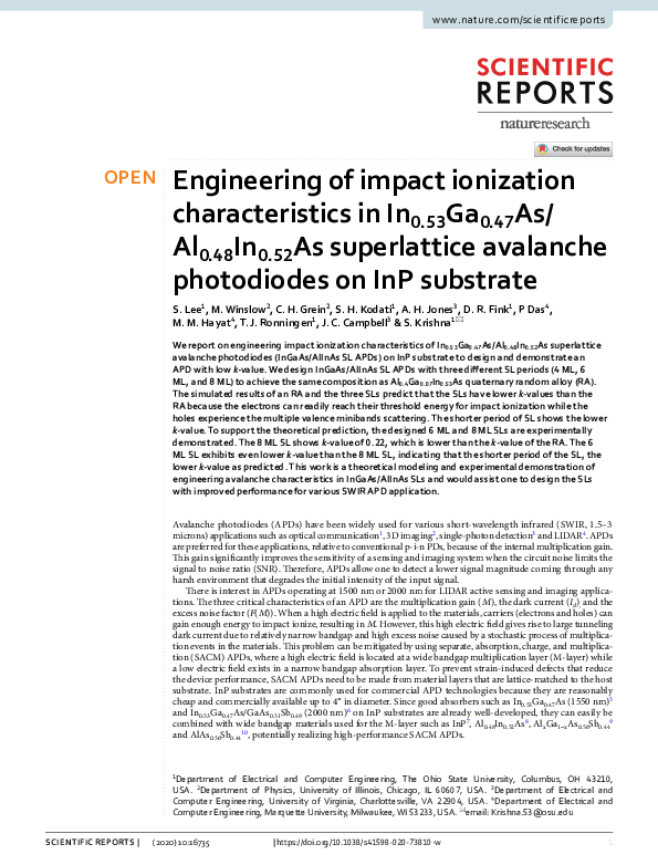 (PDF) Engineering of impact ionization characteristics in In0.53Ga0 ...
