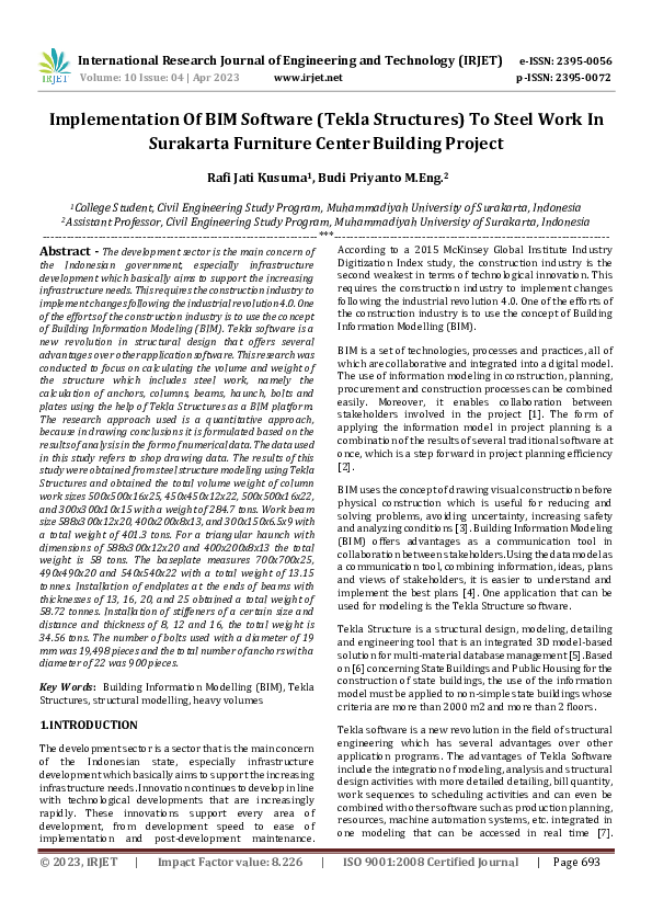 (PDF) Implementation Of BIM Software (Tekla Structures) To Steel Work In Surakarta Furniture ...