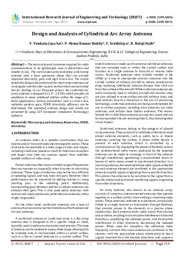 (PDF) Design and Analysis of Cylindrical Arc Array Antenna