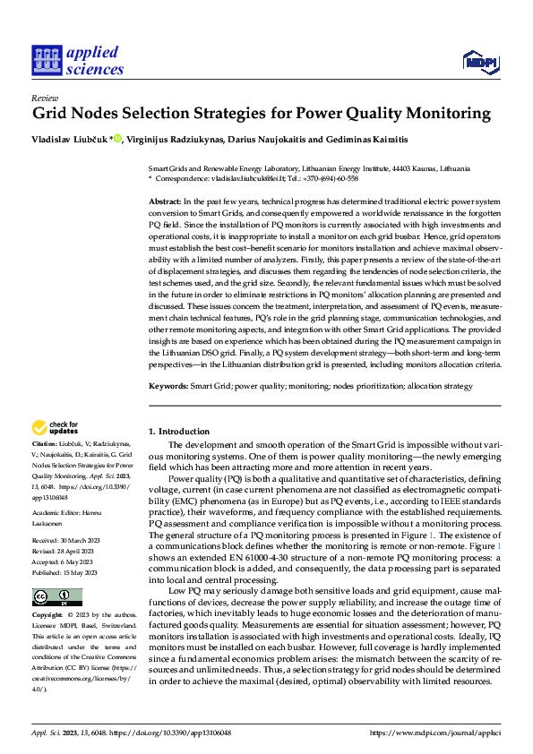 (PDF) Smart Grid Node Selection for Quality Monitoring
