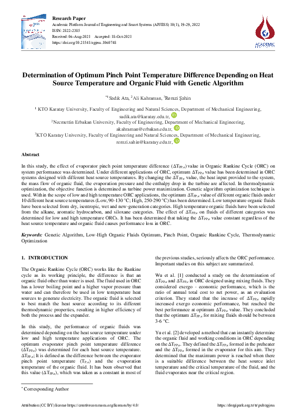 (PDF) Determination of Optimum Pinch Point Temperature Difference ...