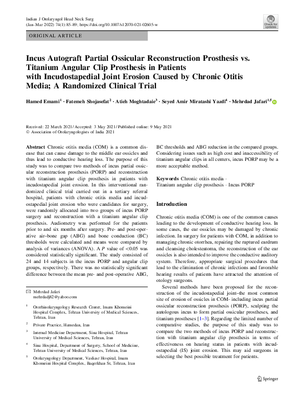 (PDF) Incus Autograft Partial Ossicular Reconstruction Prosthesis vs ...