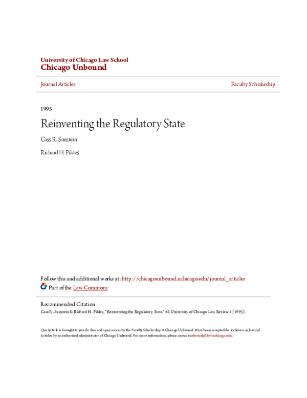 (PDF) Reinventing the Regulatory State