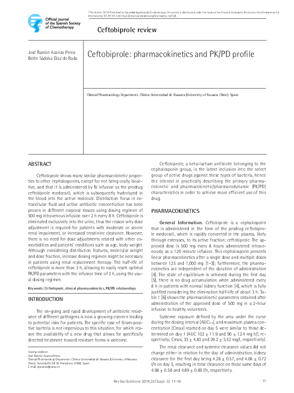 (PDF) Ceftobiprole: pharmacokinetics and PK/PD profile