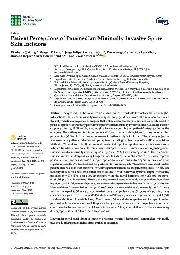 (PDF) Patient Perceptions of Paramedian Minimally Invasive Spine Skin ...