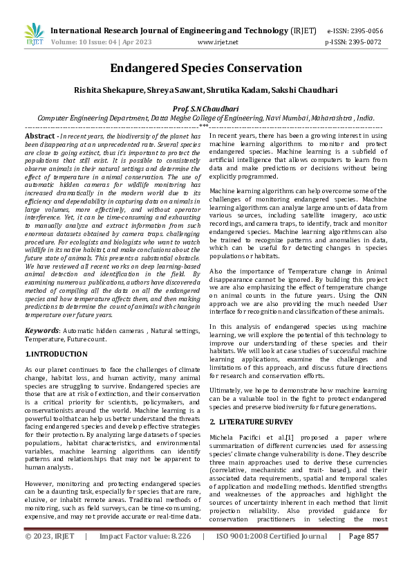 (PDF) Endangered Species Conservation