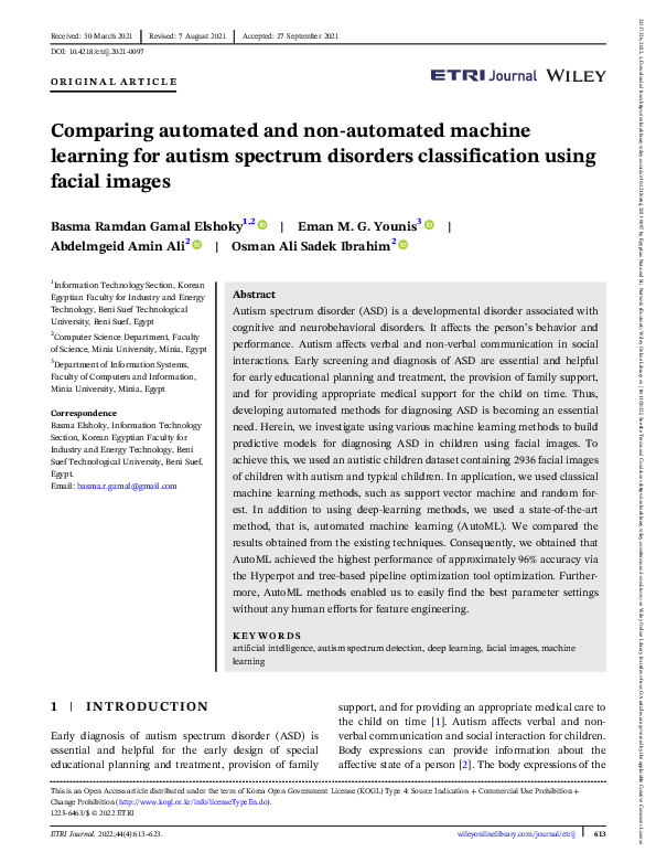 (PDF) Comparing automated and non-automated machine learning for autism ...