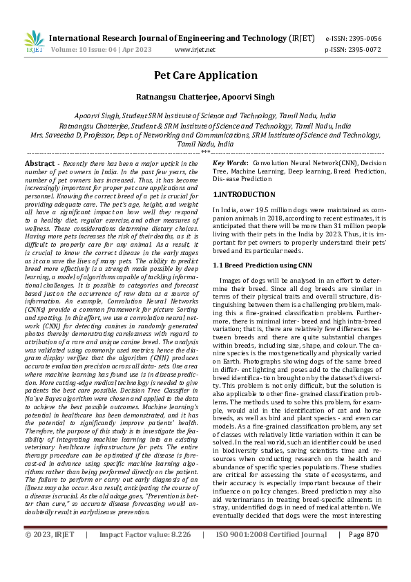 (PDF) Pet Care Application