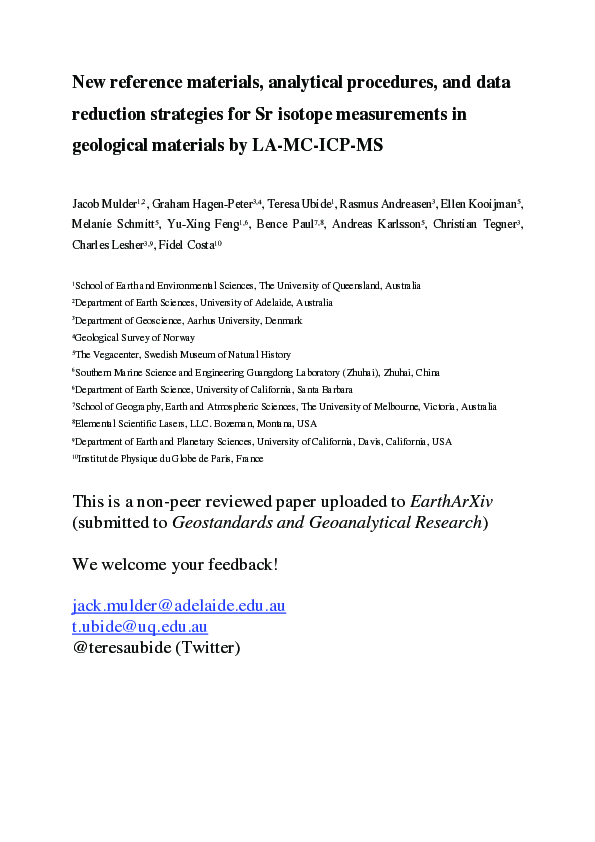 (PDF) New reference materials, analytical procedures, and data reduction strategies for Sr ...