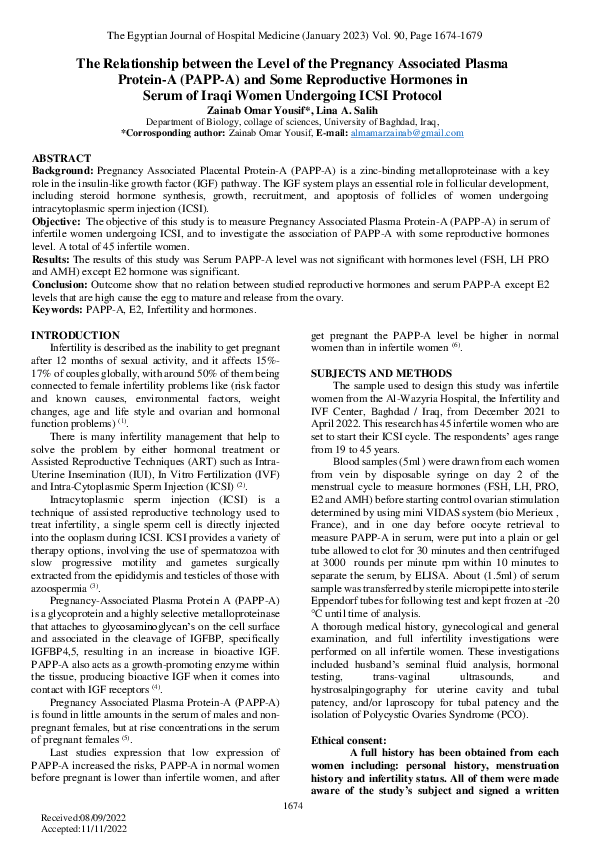(PDF) The Relationship between the Level of the Pregnancy Associated ...
