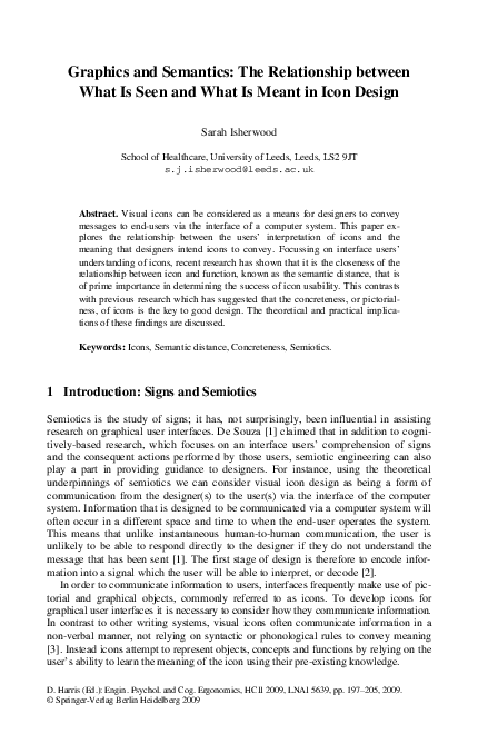 (PDF) Graphics and Semantics: The Relationship between What Is Seen and What Is Meant in Icon Design