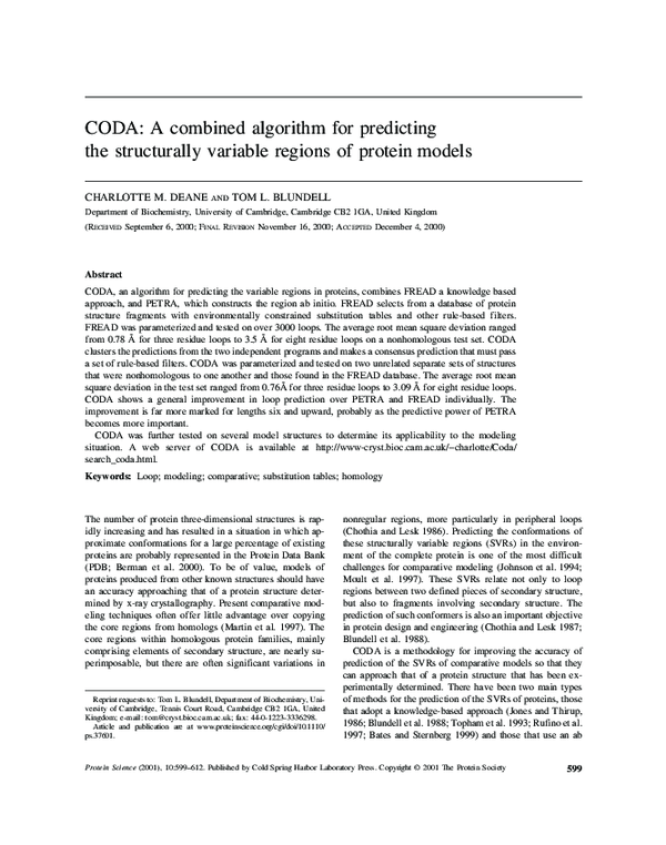 Pdf Coda A Combined Algorithm For Predicting The Structurally