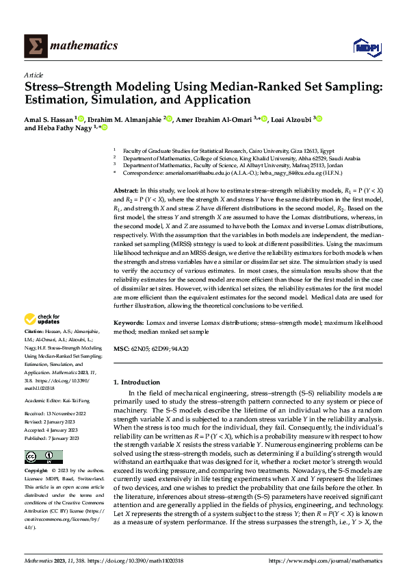 Pdf Stress Strength Modeling Using Median Ranked Set Sampling