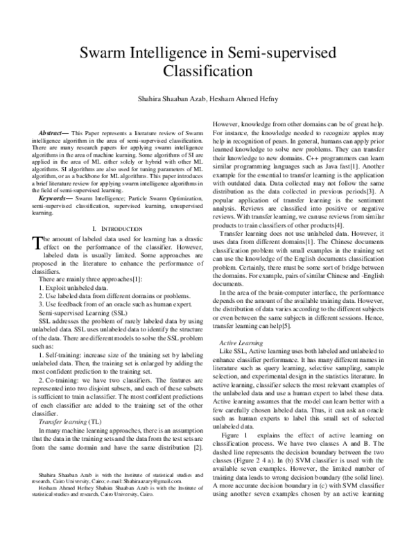 (PDF) Swarm Intelligence in Semi-supervised Classification