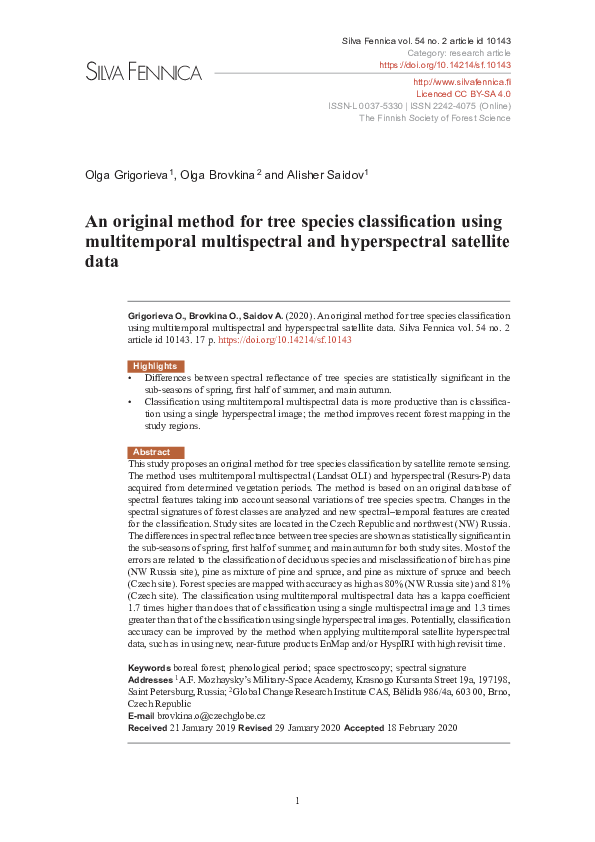 (PDF) An original method for tree species classification using ...