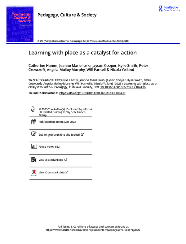 (PDF) Learning with place as a catalyst for action