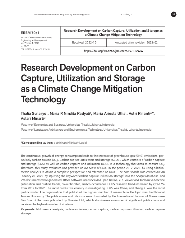 (PDF) Research Development on Carbon Capture, Utilization and Storage as a Climate Change ...