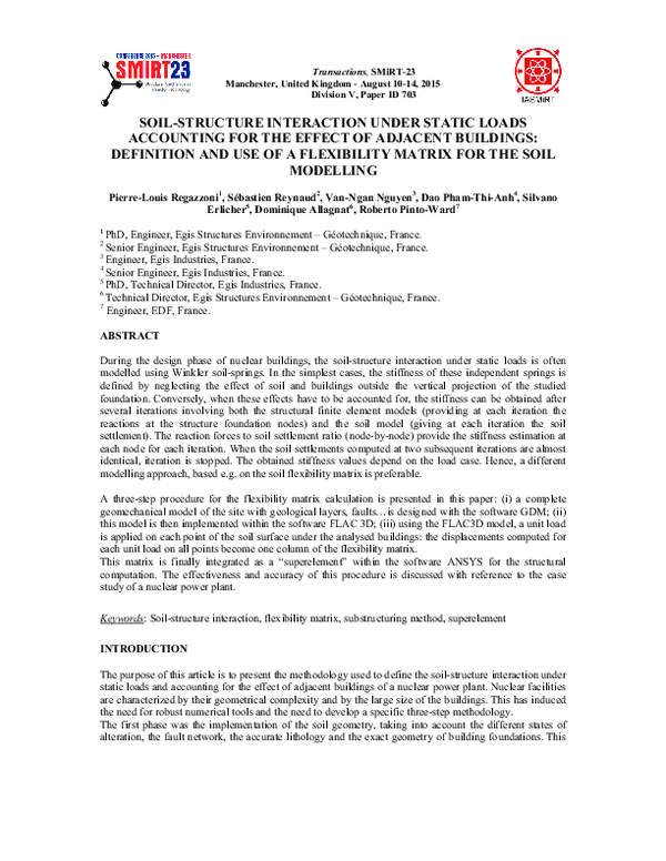 (PDF) Soil-structure interaction under static loads accounting for the effect of adjacent ...