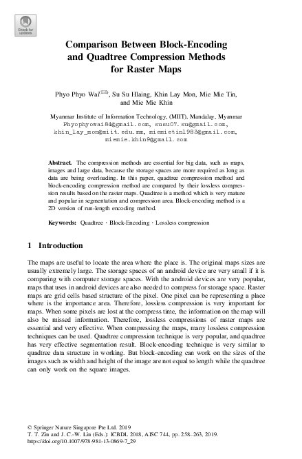 Pdf Comparison Between Block Encoding And Quadtree Compression Methods For Raster Maps Phyo