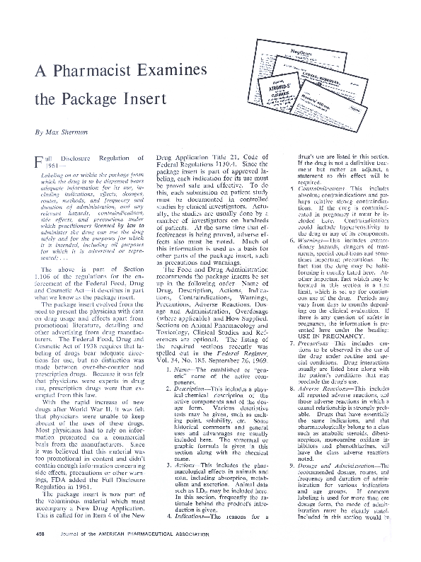 (PDF) A Pharmacist Examines the Package Insert