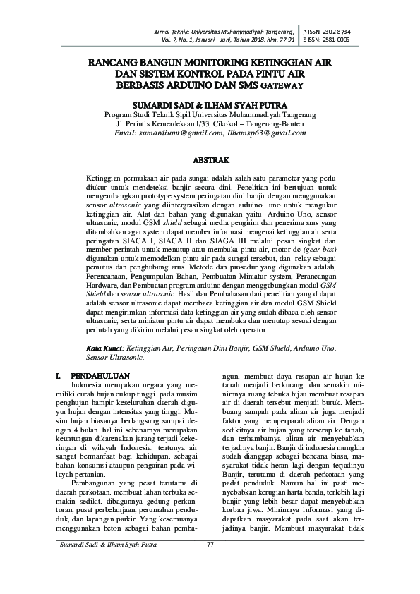 (PDF) Rancang Bangun Monitoring Ketinggian Air Dan Sistem Kontrol Pada ... (PDF) Rancang Bangun Monitoring Ketinggian Air Dan Sistem Kontrol Pada ...