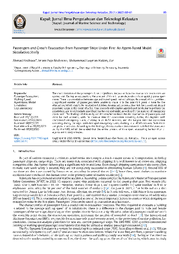 (PDF) Passengers and Crew's Evacuation from Passenger Ships Under Fire ...