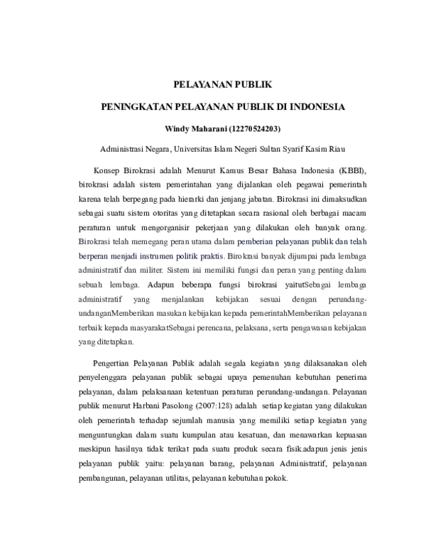 (PDF) PELAYANAN PUBLIK PENINGKATAN PELAYANAN PUBLIK DI INDONESIA (PDF) PELAYANAN PUBLIK PENINGKATAN PELAYANAN PUBLIK DI INDONESIA