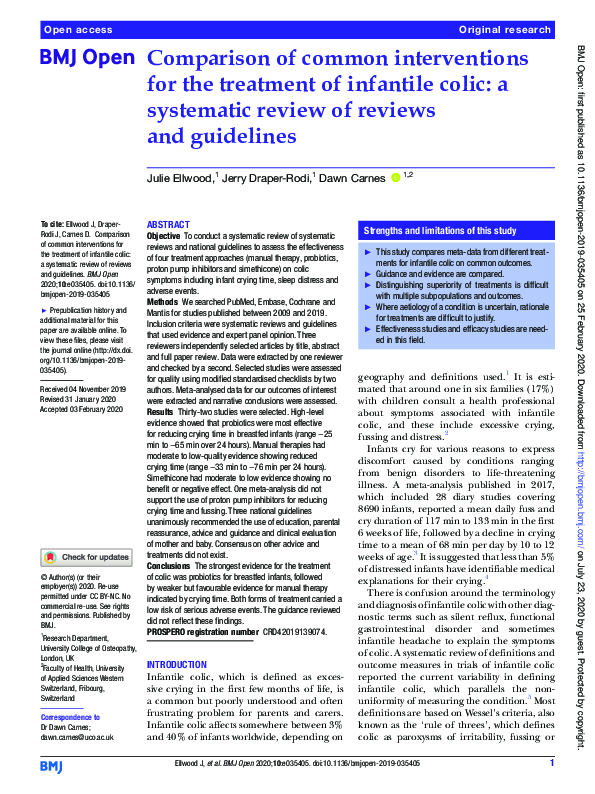 (PDF) Comparison of common interventions for the treatment of infantile ...