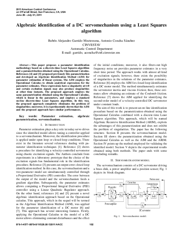 (PDF) Algebraic identification of a DC servomechanism using a Least Squares algorithm