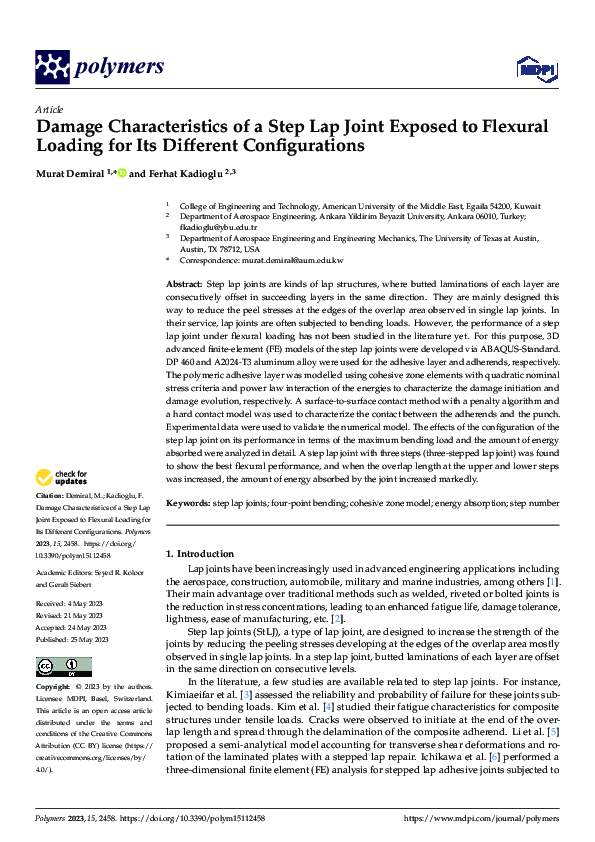 (PDF) Damage Characteristics of a Step Lap Joint Exposed to Flexural ...
