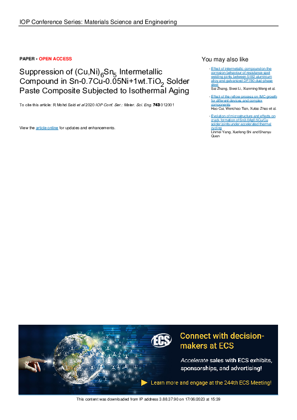 (PDF) Suppression of (Cu,Ni)6Sn5 Intermetallic Compound in Sn-0.7Cu-0.05Ni+1wt.TiO2 Solder Paste ...