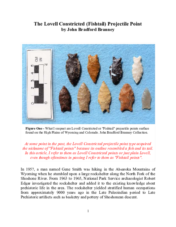 (PDF) Lovell Constricted (Fishtail) Projectile Point Type