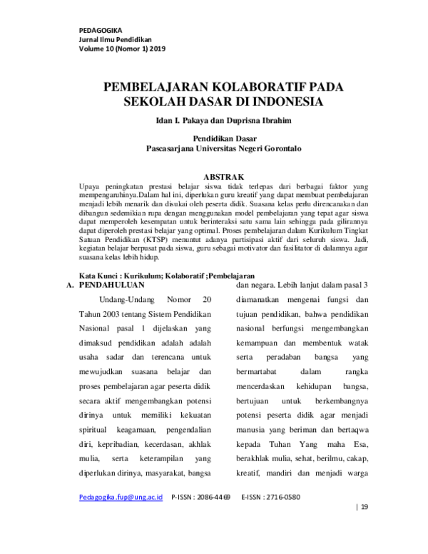 (PDF) Pembelajaran Kolaboratif pada Sekolah Dasar di Negara Indonesia