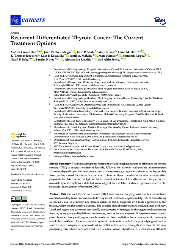 (PDF) Recurrent Differentiated Thyroid Cancer: The Current Treatment ...