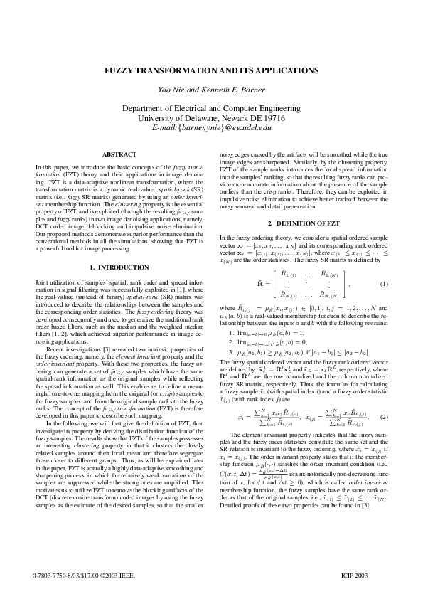 (PDF) Fuzzy transformation and its applications