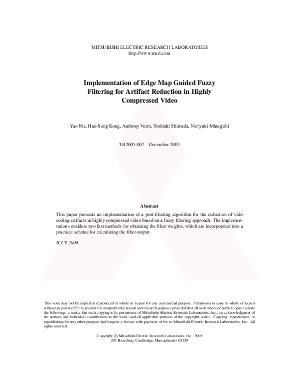 (PDF) Implementation of edge map guided fuzzy filtering for artifact reduction in highly ...