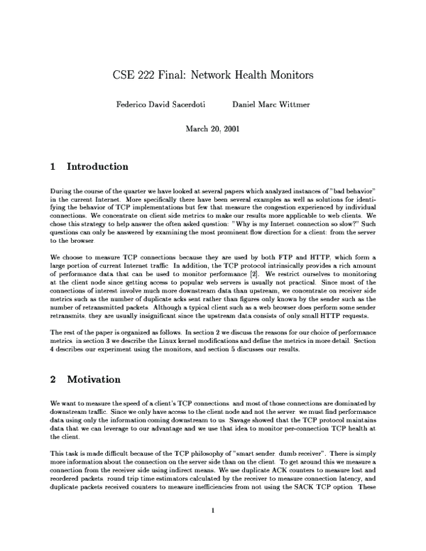 (PDF) CSE 222 Final : Network Health Monitors | Daniel Wittmer ...